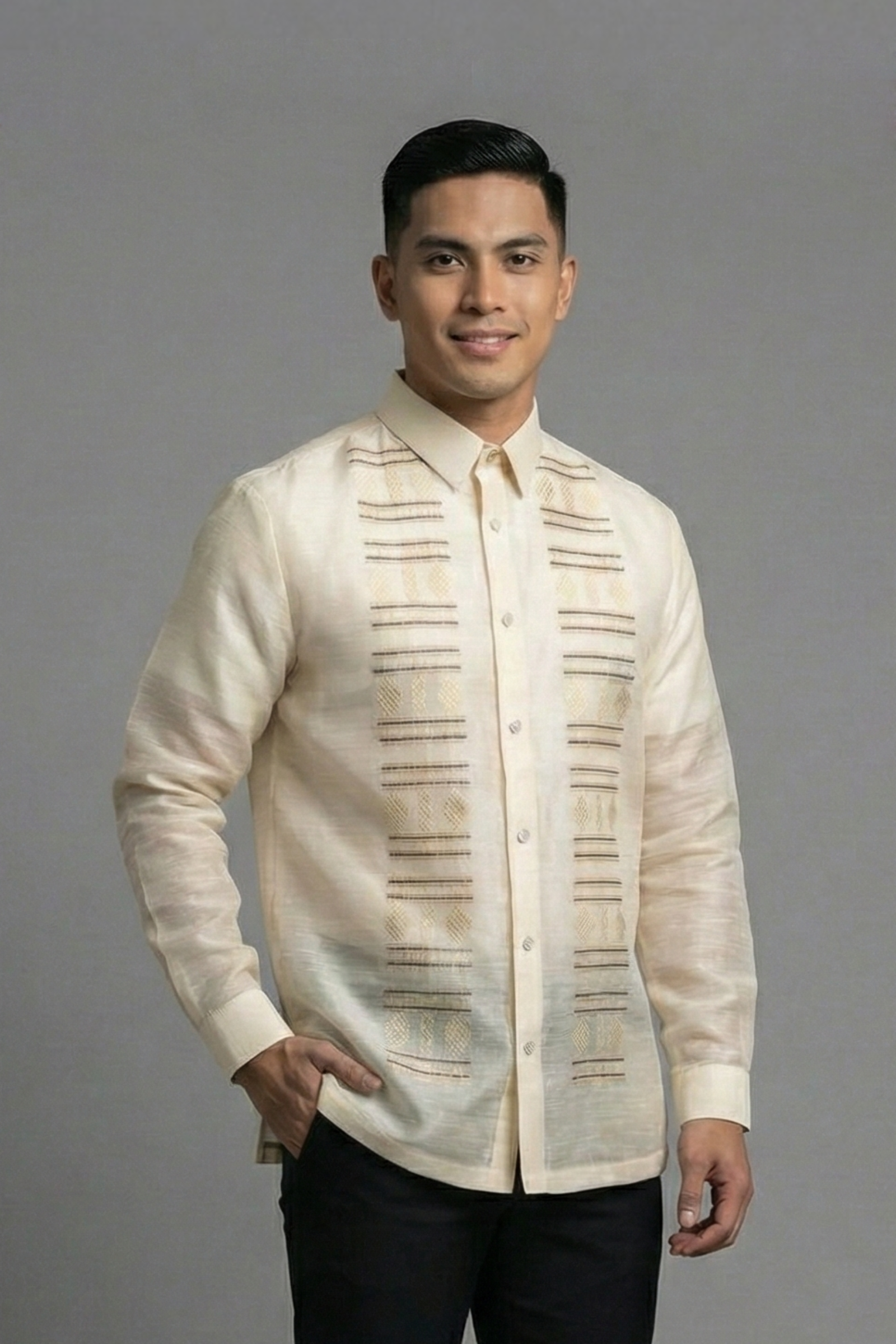 Premium Piña Suksuk Barong Tagalog with Geometric Pattern Zion - JJ119 ...